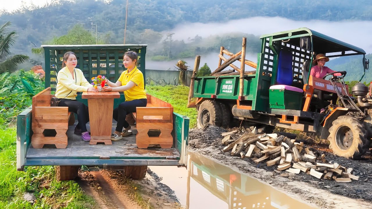 Use a truck to transport tables and firewood to help people - Farm Life ...