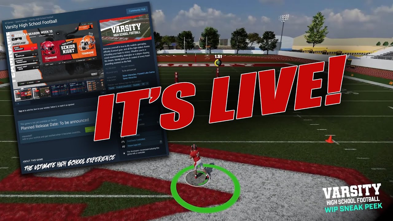 Varsity high school football video game | Steam Page is LIVE! - YouTube