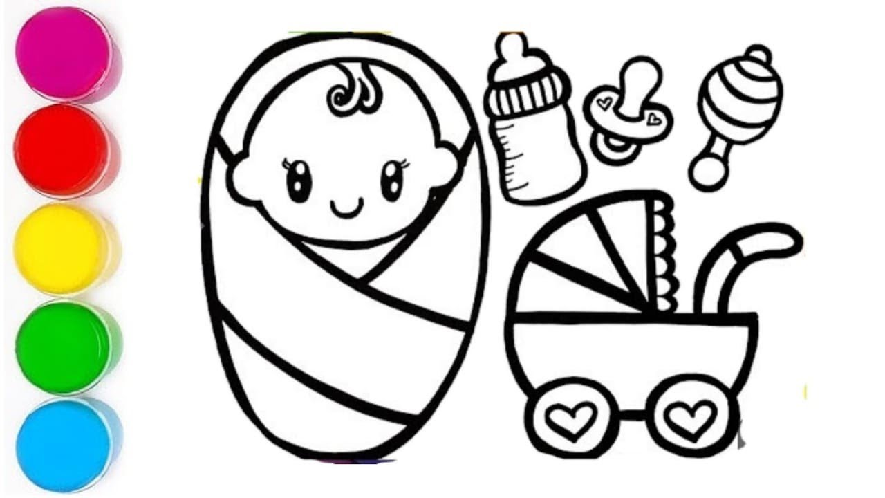 Baby Cradle With Pacifier Drawing ll Easy Drawing For Kids ll Step By ...