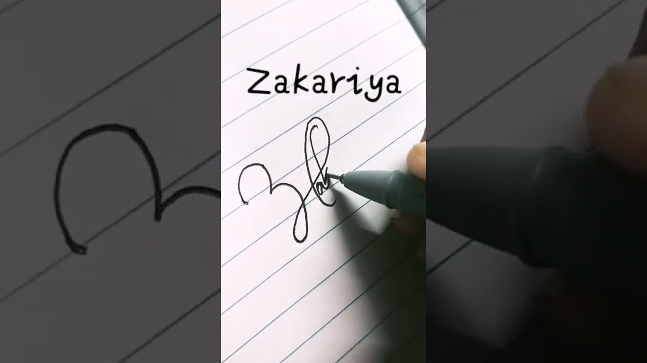 Zakariya name signature|styles of handwriting - YouTube