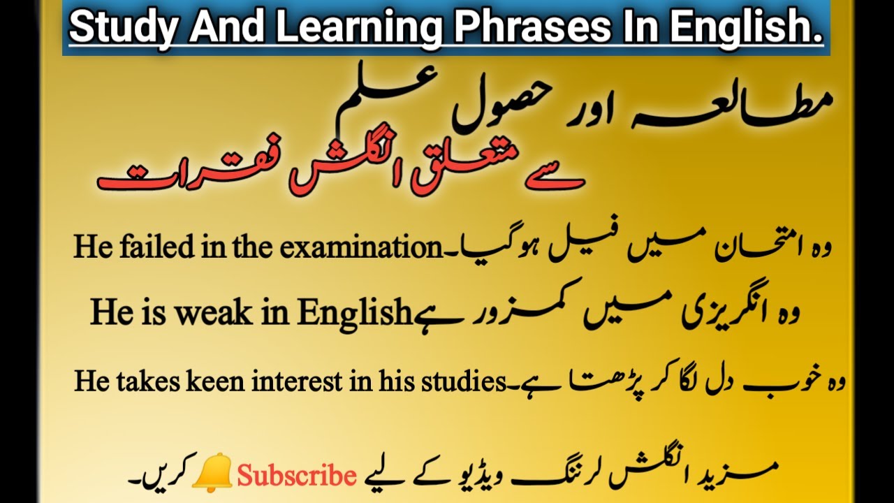 Basic English Sentences About Learning And Studies.Spoken English ...