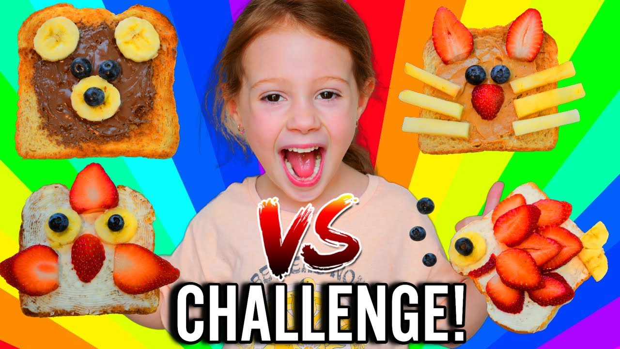 Animal face toast CHALLENGE! KIDS FUN & HEALTHY BREAKFAST IDEAS! - YouTube