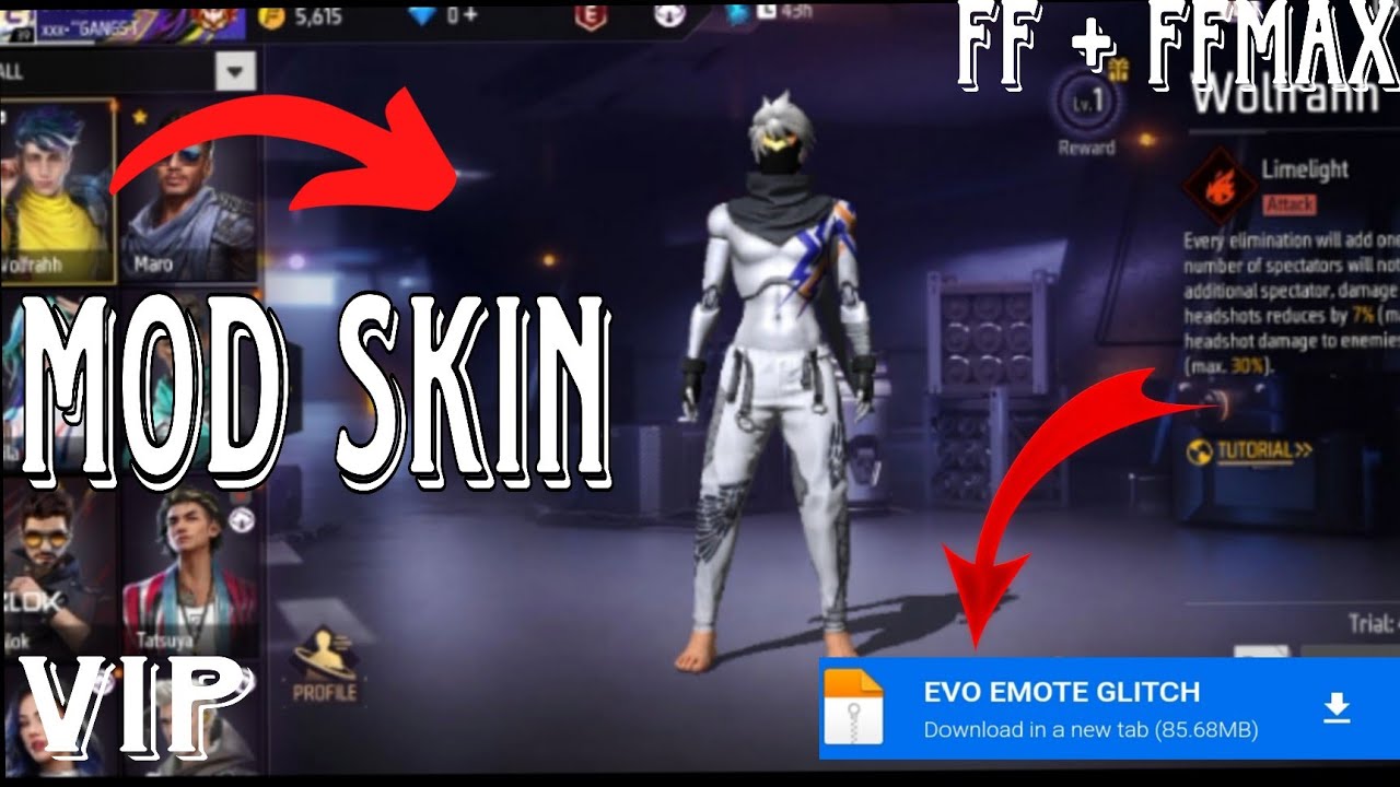 ដាក់ Mod skin ខោអាវ ឡូយកប់ //MOD skin//free fire mod #freefire #modvip ...