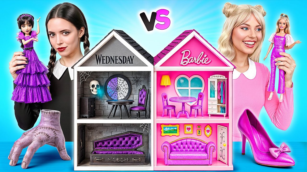 We Build Amazing Doll House | Wednesday vs Barbie Challenge by Multi DO ...