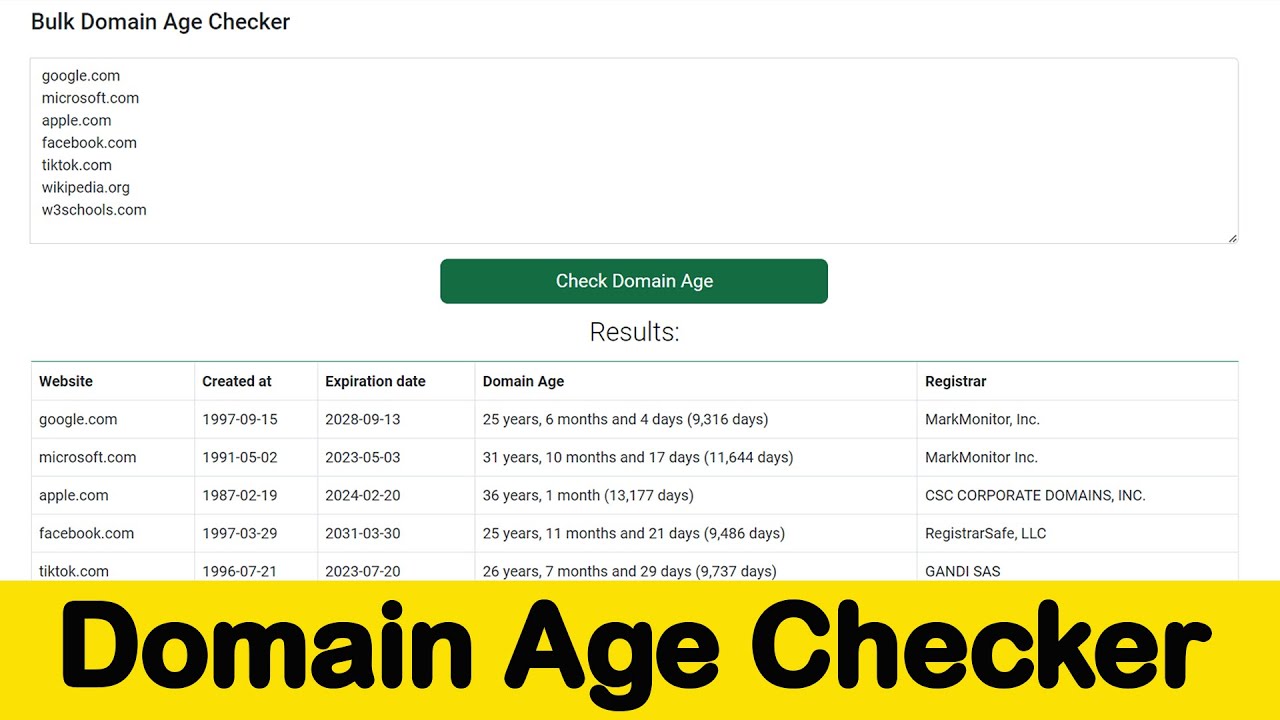 How to do Check Websites Age | Free Bulk Domain Age Checker | Best ...