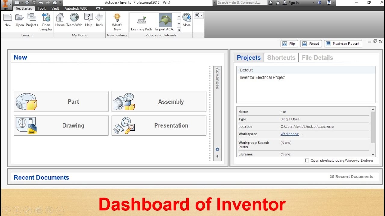 Dashboard of Autodesk Inventor - YouTube