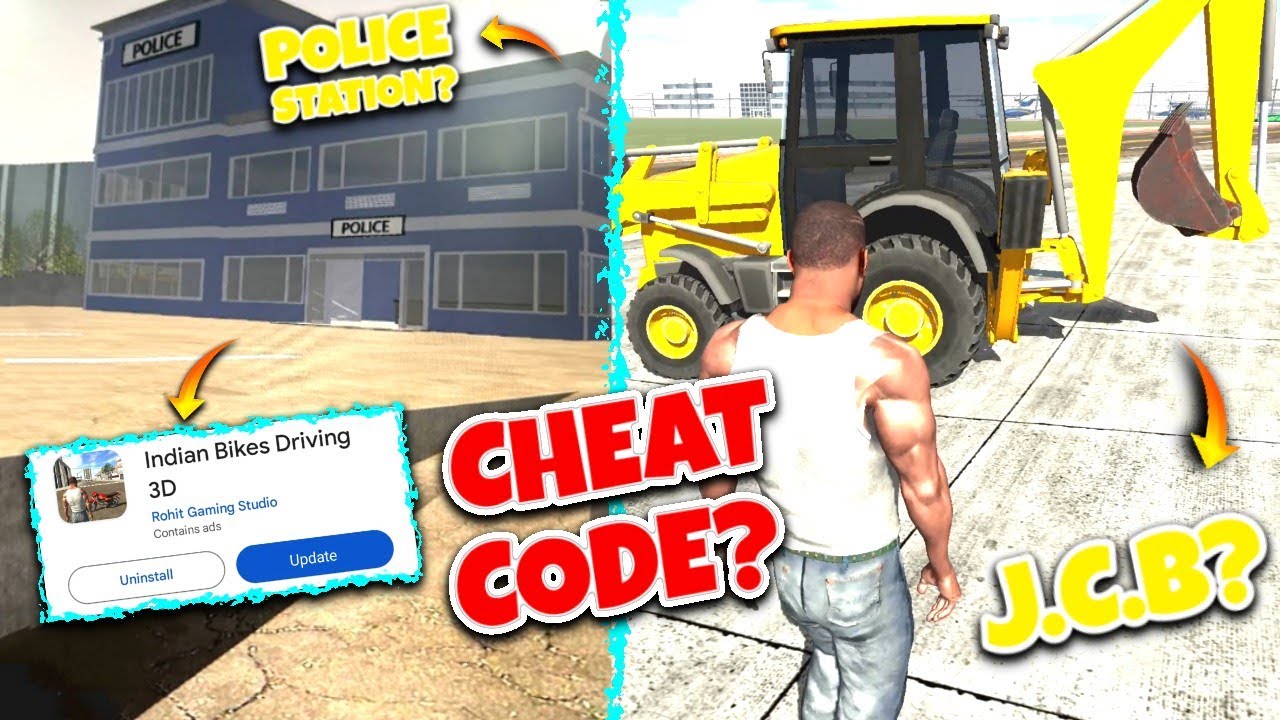 NEW UPDATE 🤯 JCB, POLICE STATION CHEAT CODE IN INDIAN BIKE DRIVING 3D ...