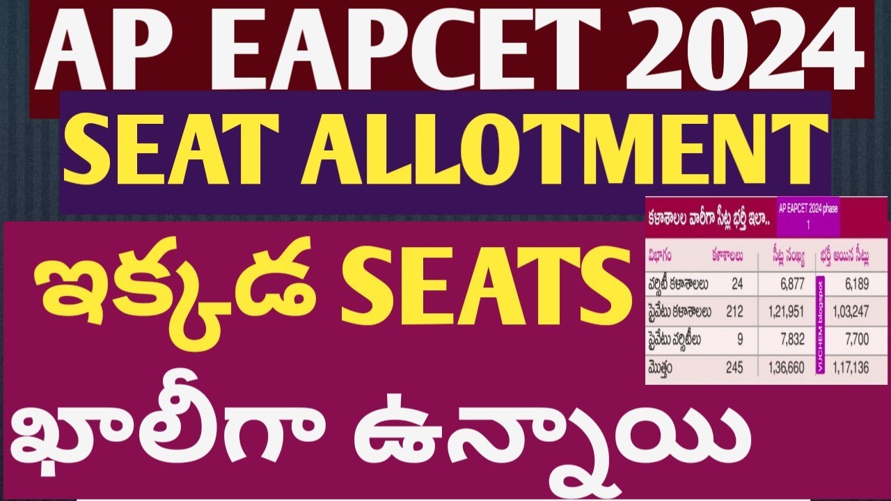 AP EAPCET 2024 phase 2 left over seats seat allotment Analysis, - YouTube