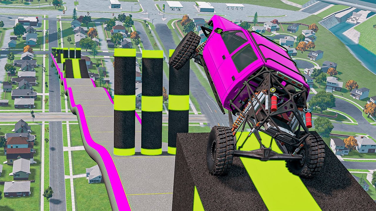 BeamNG.drive - Obstacle Race Car Downhill - YouTube