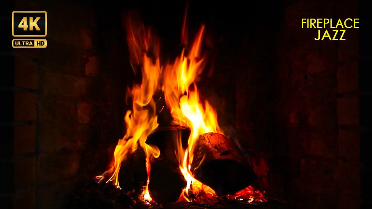 🔥 Сozy Fireplace 4K: Gentle Crackling Fire Sounds, Soothing Jazz Piano ...