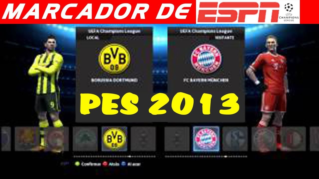 PES 2013 - Marcador de ESPN para UEFA Champions League - YouTube