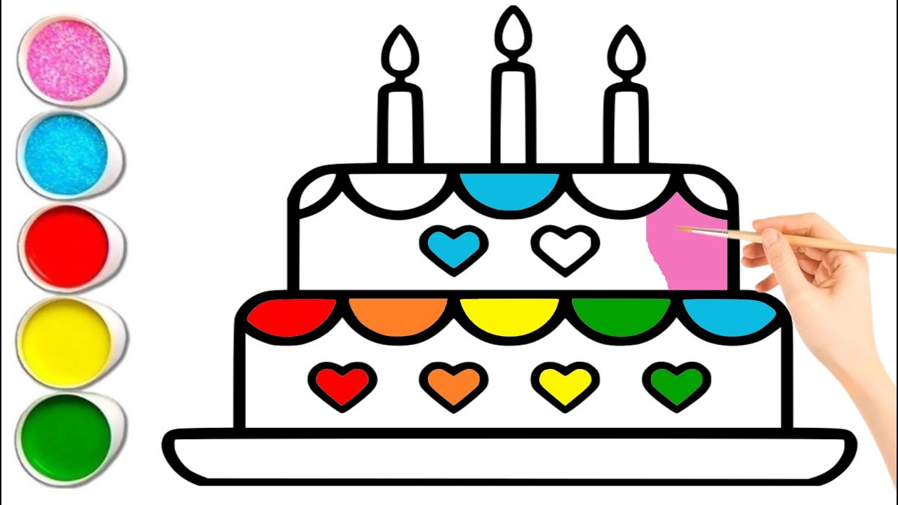 Cake 🎂 Drawing, Painting and Coloring for kids and toddlers | 🌈 ...