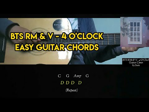 BTS RM & V - 4 O'Clock Easy Guitar Tutorial with Chords | Suin