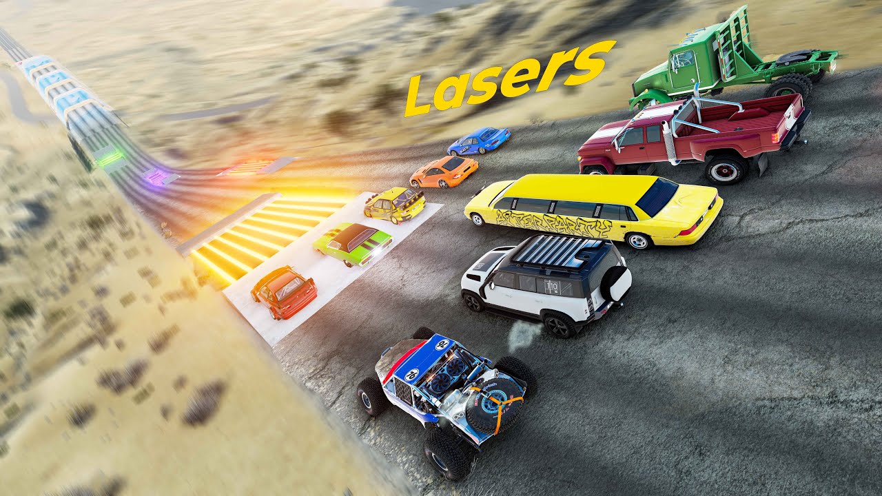 Downhill with Laser Obstacles - Beamng drive - YouTube