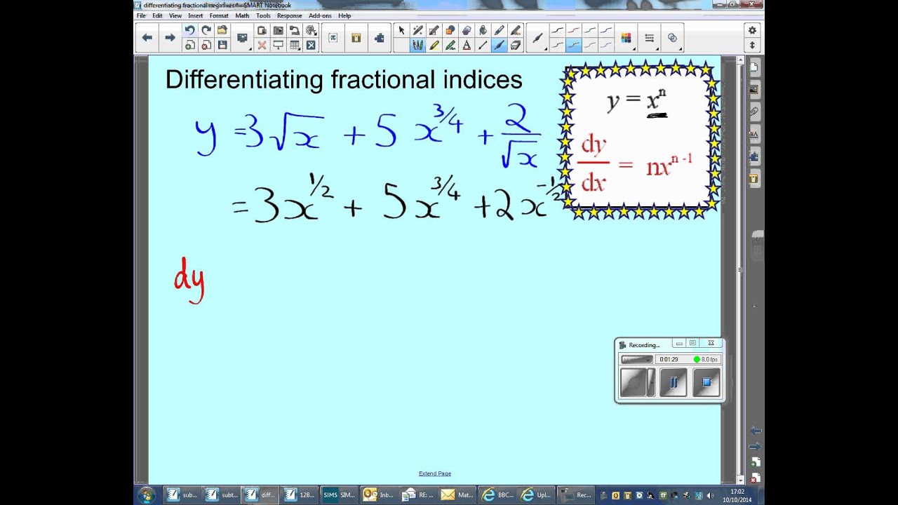 differentiating fractional indices - YouTube