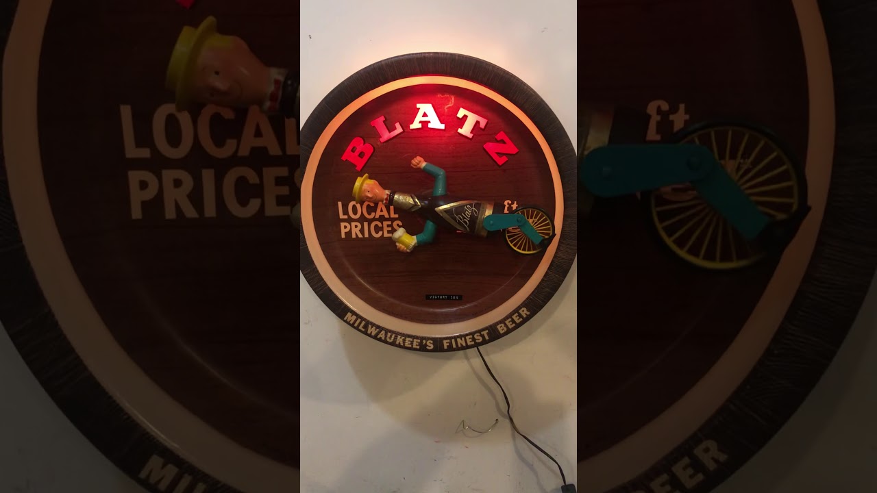Vintage Mechanical Spinning Unicycle Blatz Beer Man Lighted Bar Sign ...