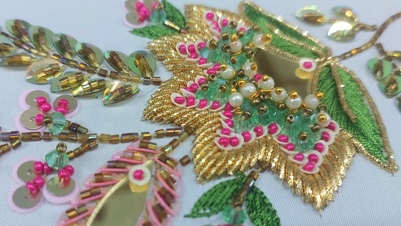 Aari embroidery very Unique bunch Design Tutorial |Patch work aari work ...