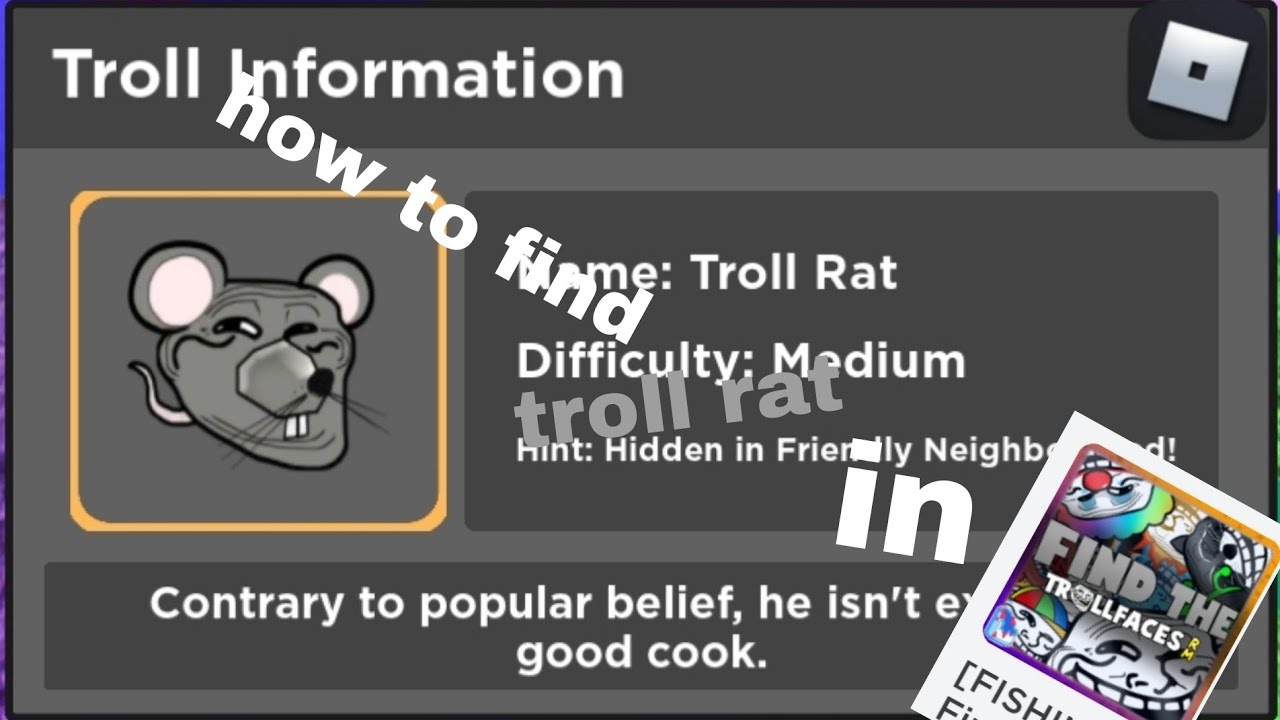 how to find troll rat in find the trollfaces rm - YouTube