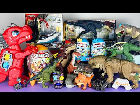 Jurassic World Unboxing Review Asmr Colorful Dinosaur T-rex Mosasaurus Carnotaurus Smashers Mini Egg
