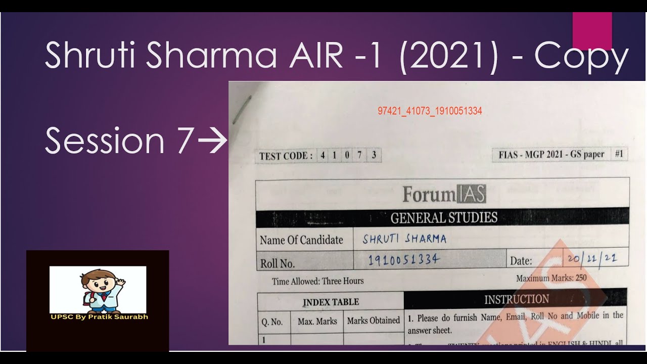 UPSC Topper Rank 1| Shruti Sharma | Mains Paper Analysis | Q5 -Q10 |# ...