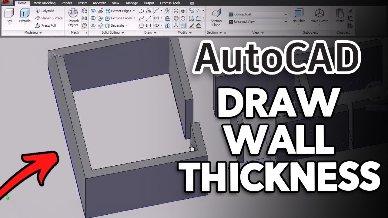 How to Draw Wall Thickness in Autocad - YouTube