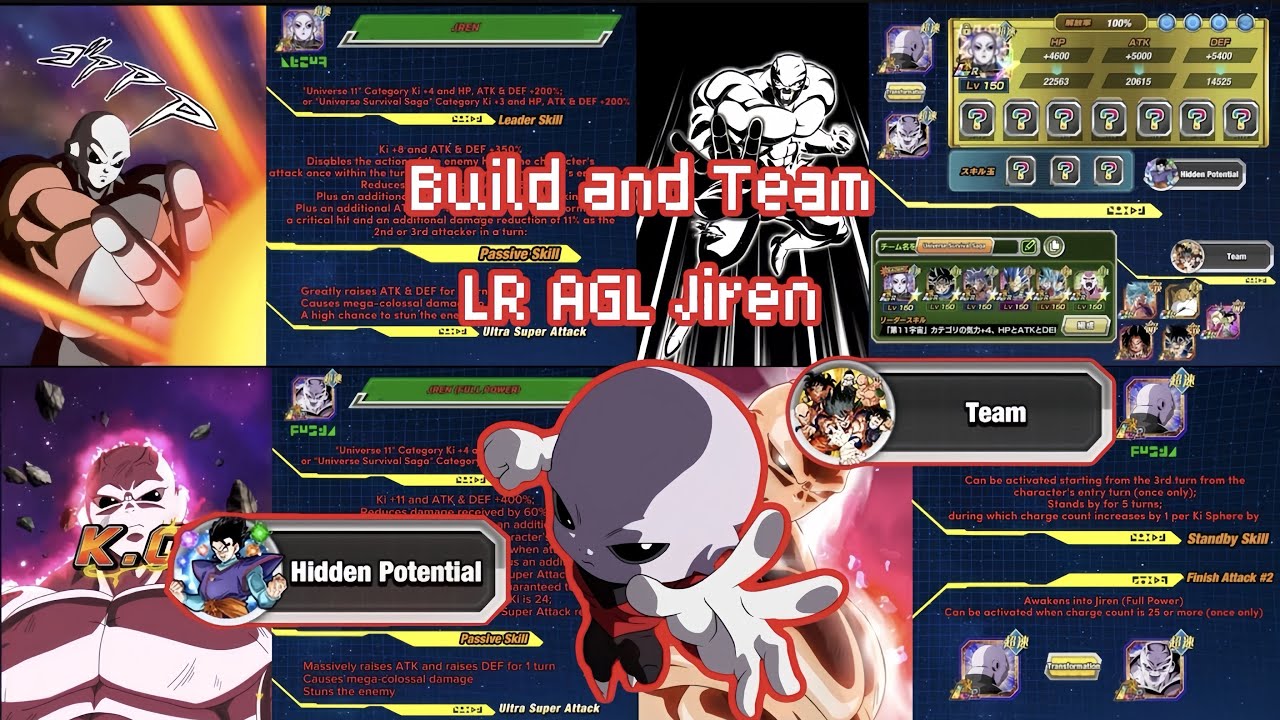 BUILD AND TEAM NEW LR AGL JIREN!!! Dragon Ball Z Dokkan Battle - YouTube