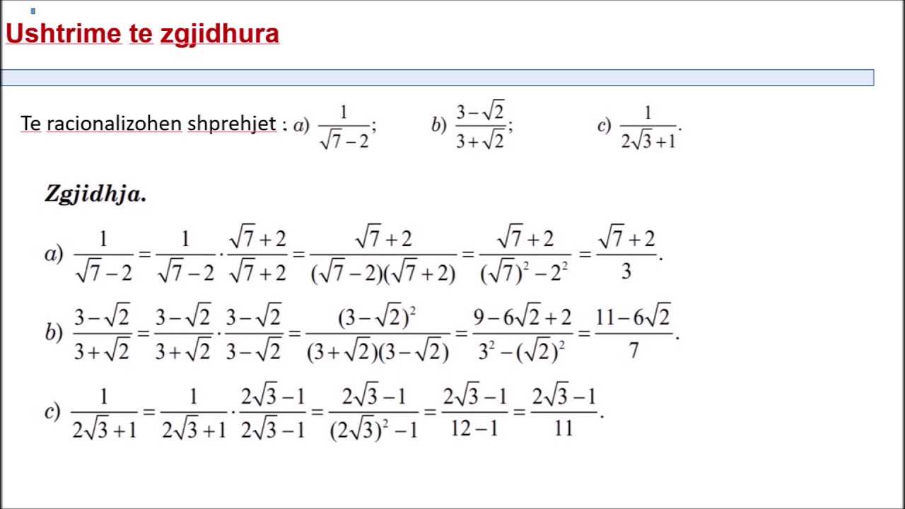 Matematika 12- Perseritje per Maturen Shteterore "Rrenjet dhe Fuqite ...