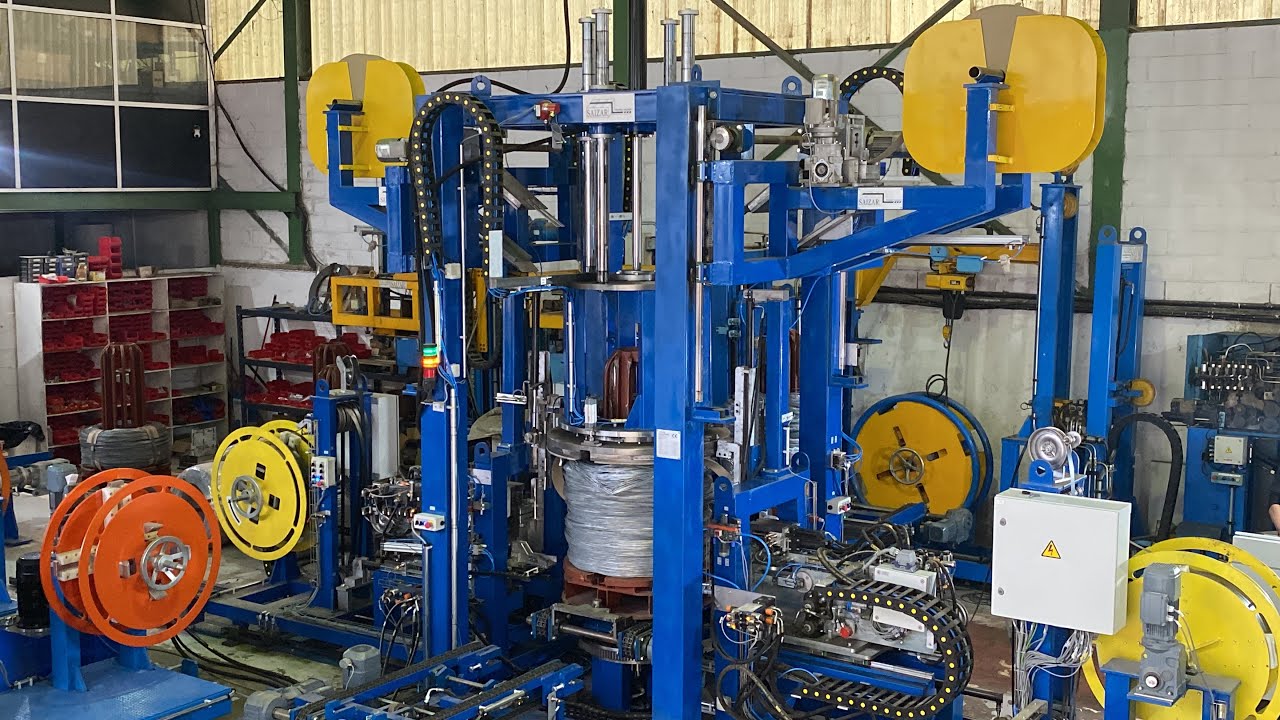 Complete packaging line for galvanized wire coils - YouTube