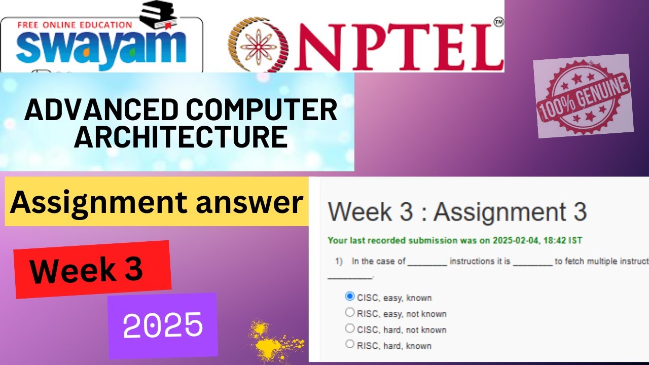 Advanced Computer Architecture| SWAYAM Week 3 Assignment Solutions ...