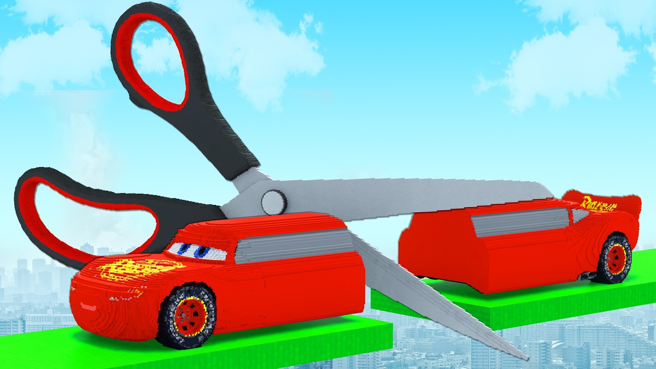 LONG CARS vs SCISSORS in Teardown - YouTube