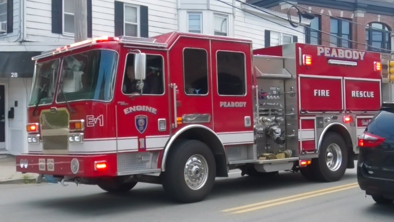 Peabody, MA Fire Department Engine 1 Responding - YouTube