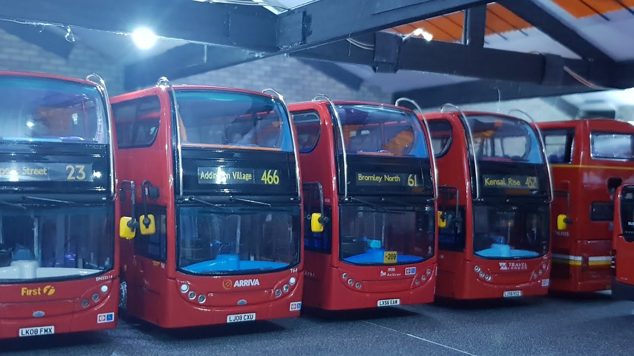 Enviro400s in a Miniature London Transport Bus Garage - YouTube