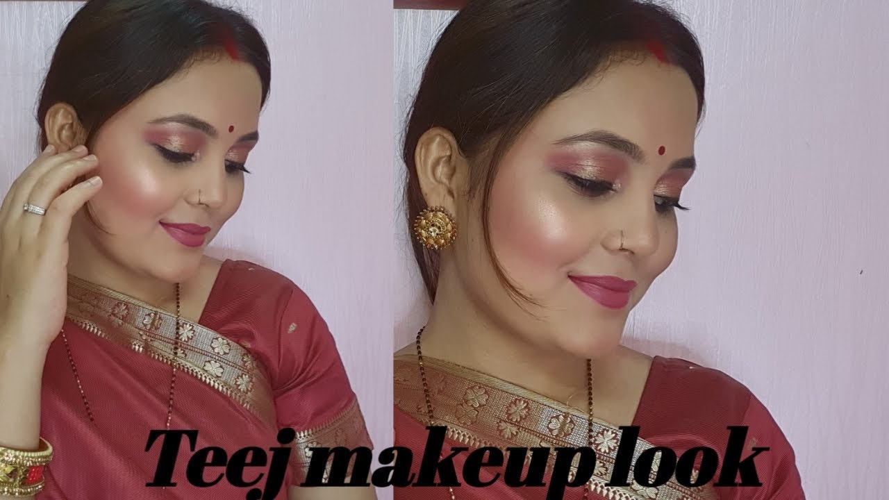 Teej makeup look for beginners | makeup tips | saree look # ...