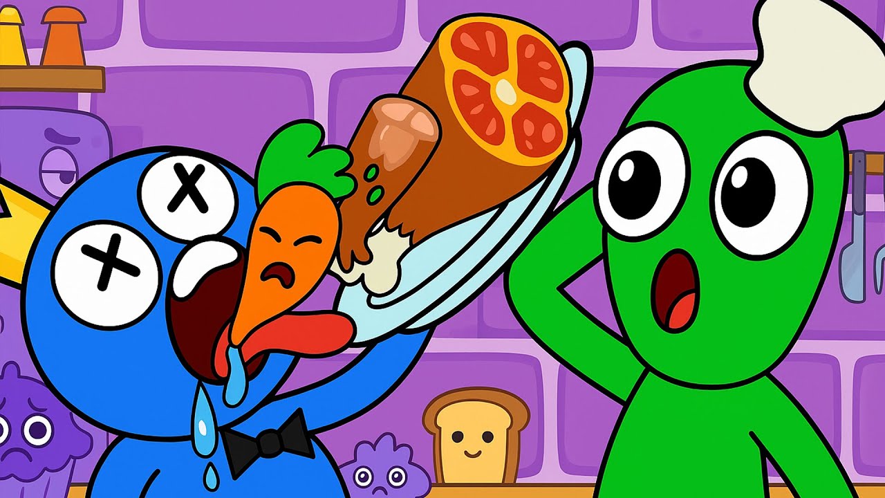 Rainbow Friends Animated Green cooks for Red - YouTube