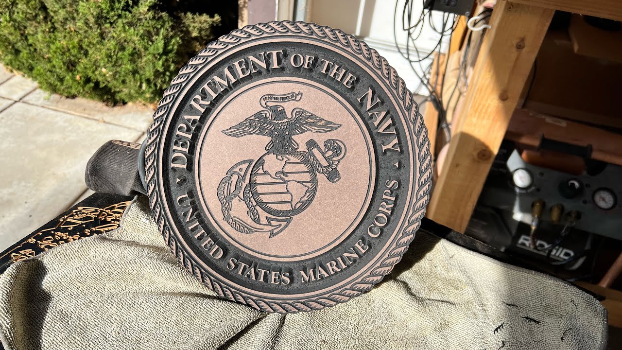 Carved the USMC emblem using the @OnefinityCNC and @vectric on MDF ...