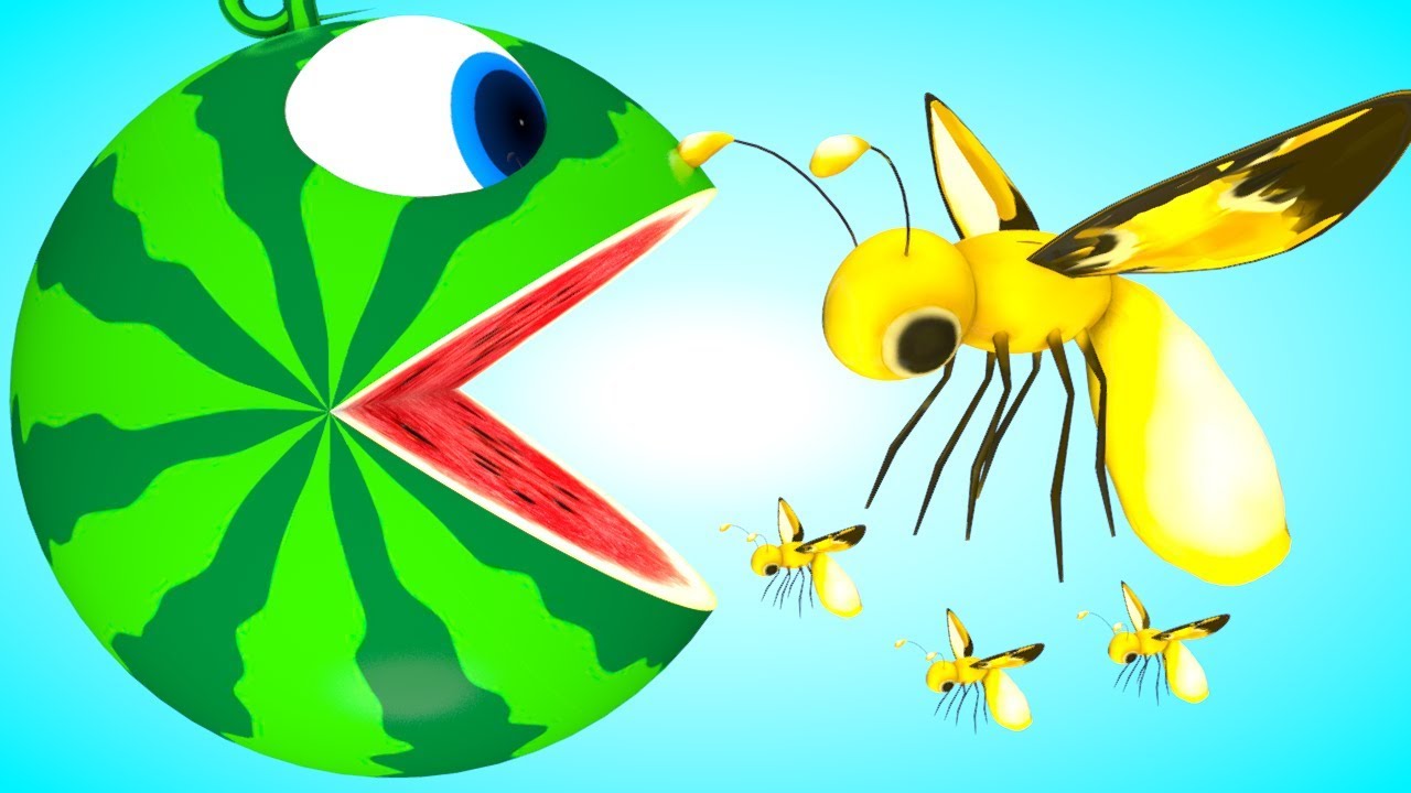 Pacman watermelon rolls meets a lighting bug firefly as he finds animal ...