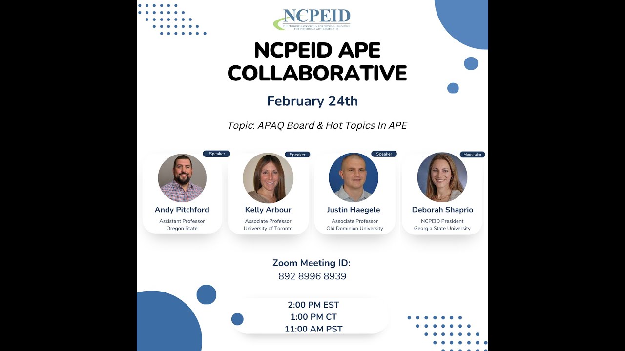 NCPEID APE Collaborative with Justin Haegele, Kelly Arbour, Andy ...