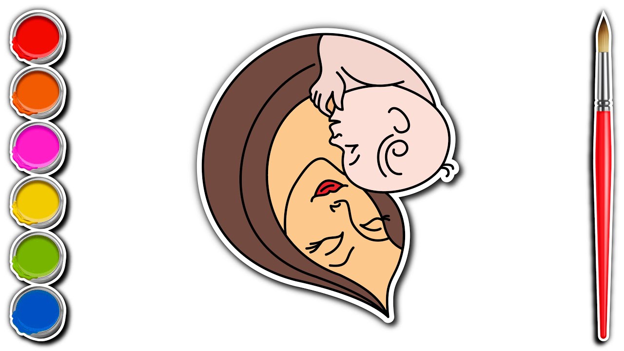 👩‍👧 How to Draw Mother & Baby Step by Step (Coloring Mother & Baby ...