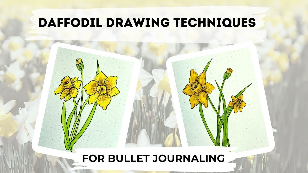 How to draw Daffodil Flowers 🌼 Creative Daffodil Drawing Techniques 🌼 ...