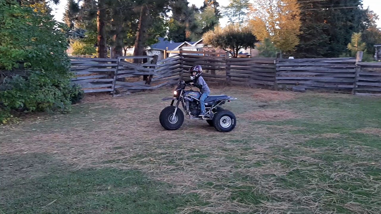 6 year old riding blaster 3 wheeler conversion and 4 year old riding ...