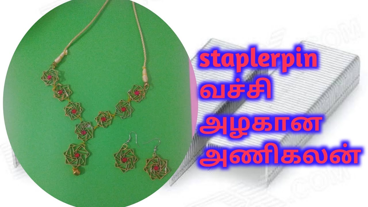 How to make Necklace and Earrings by using stapler pins at home ...