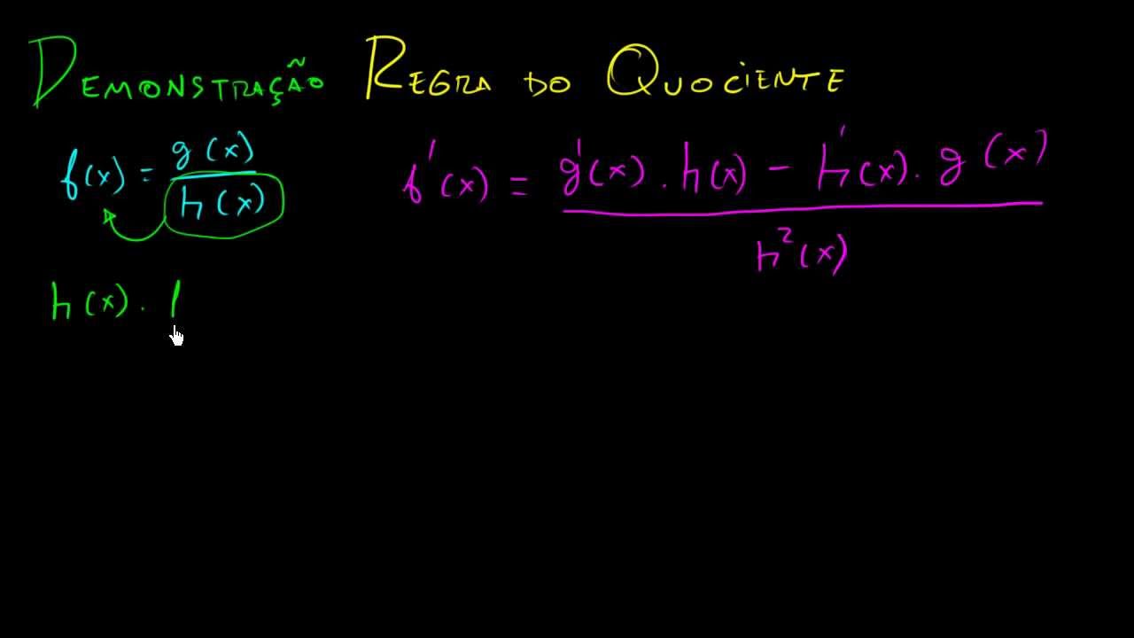 Demonstração E Prova Da Regra Do Quociente Derivada Youtube