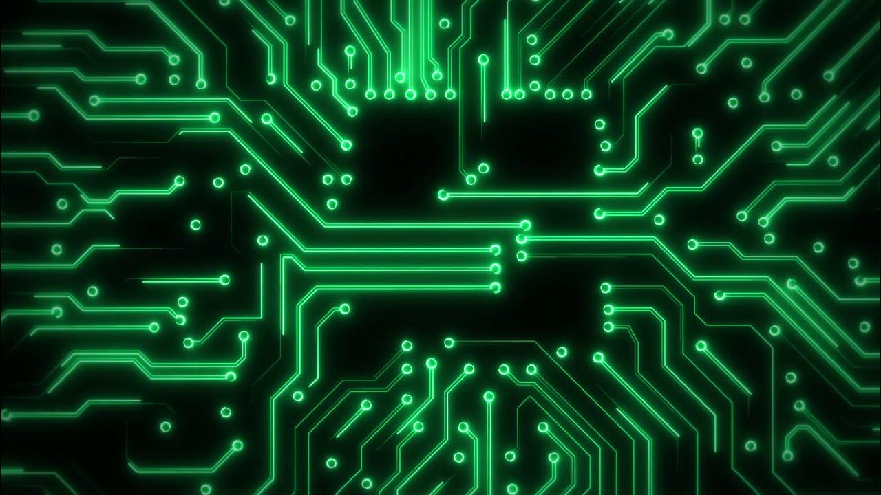 Green neon technology motherboard circuit futuristic sci fi animated ...