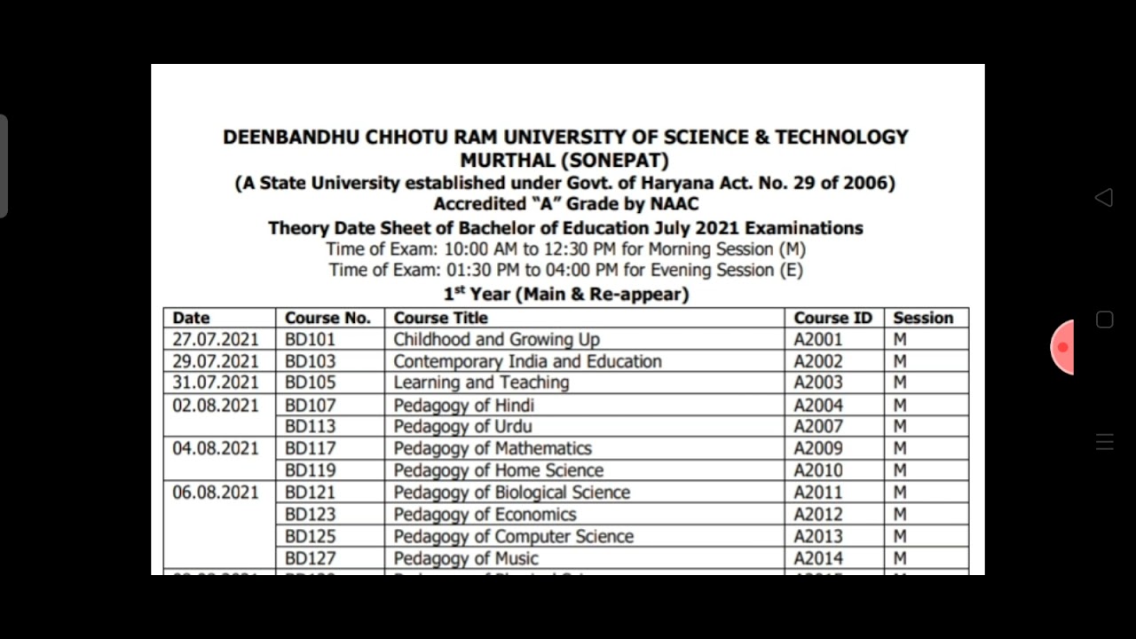 || #Dcrust #Date sheet for #1st,2nd year | Both #Mains and #Re-appear ...