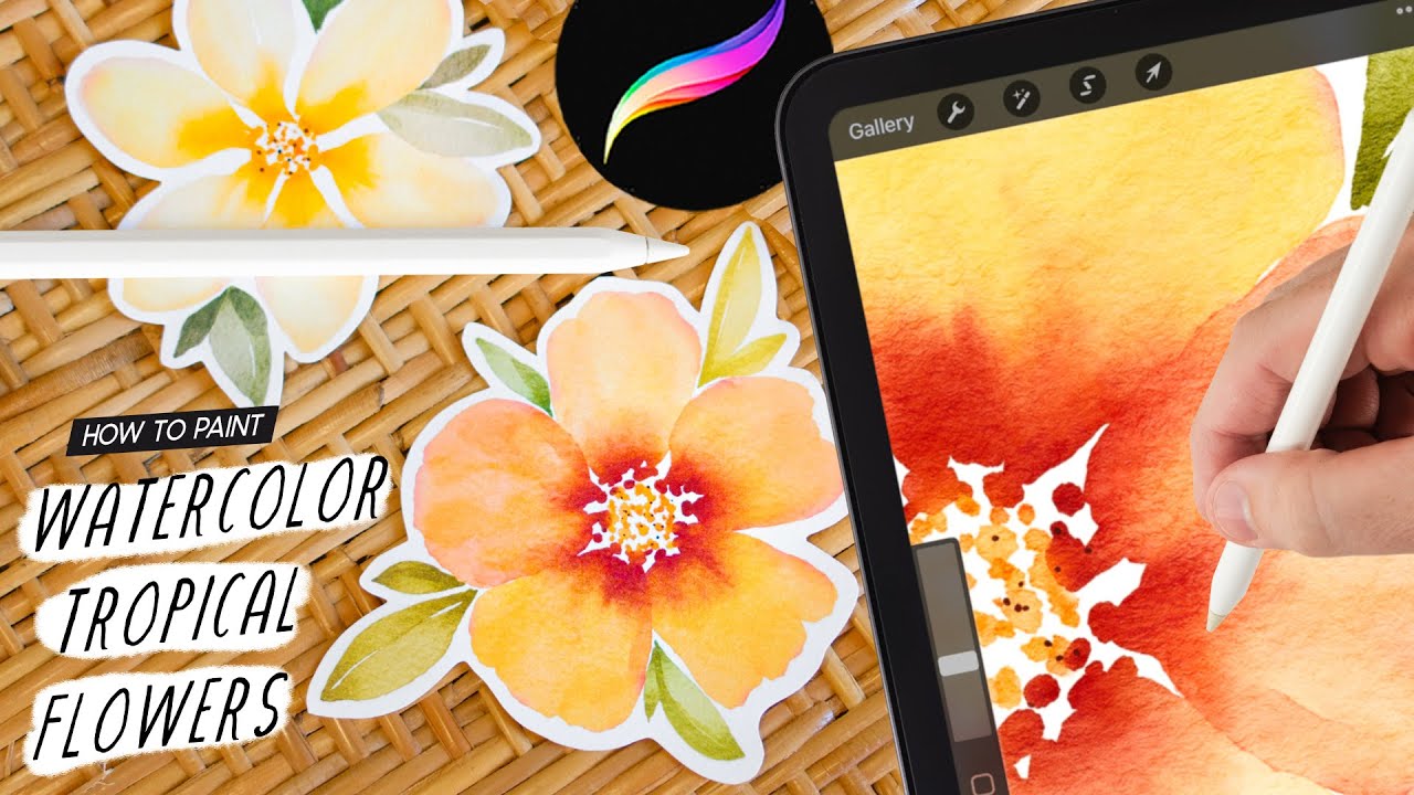 let's paint EASY watercolor flowers in procreate // how to use clipping masks in procreate - YouTube