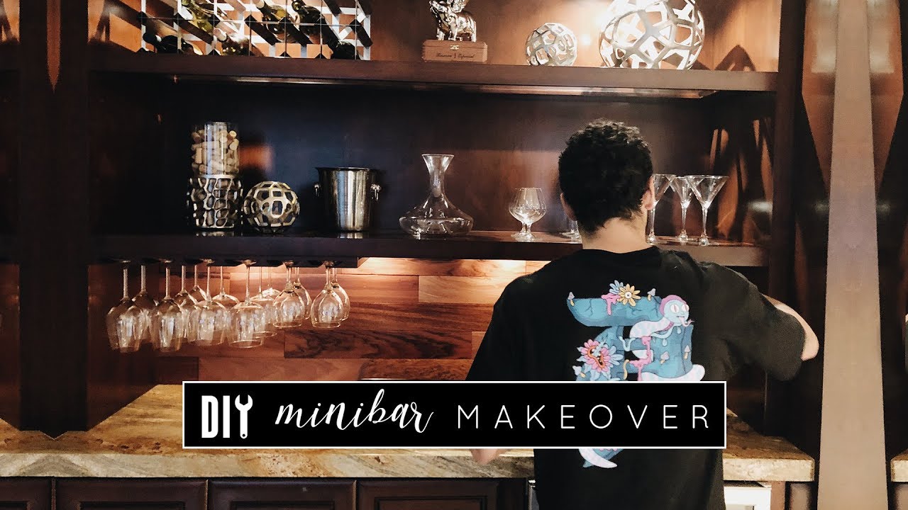 Easy Mini Bar Makeover | Built In Beverage Center - YouTube