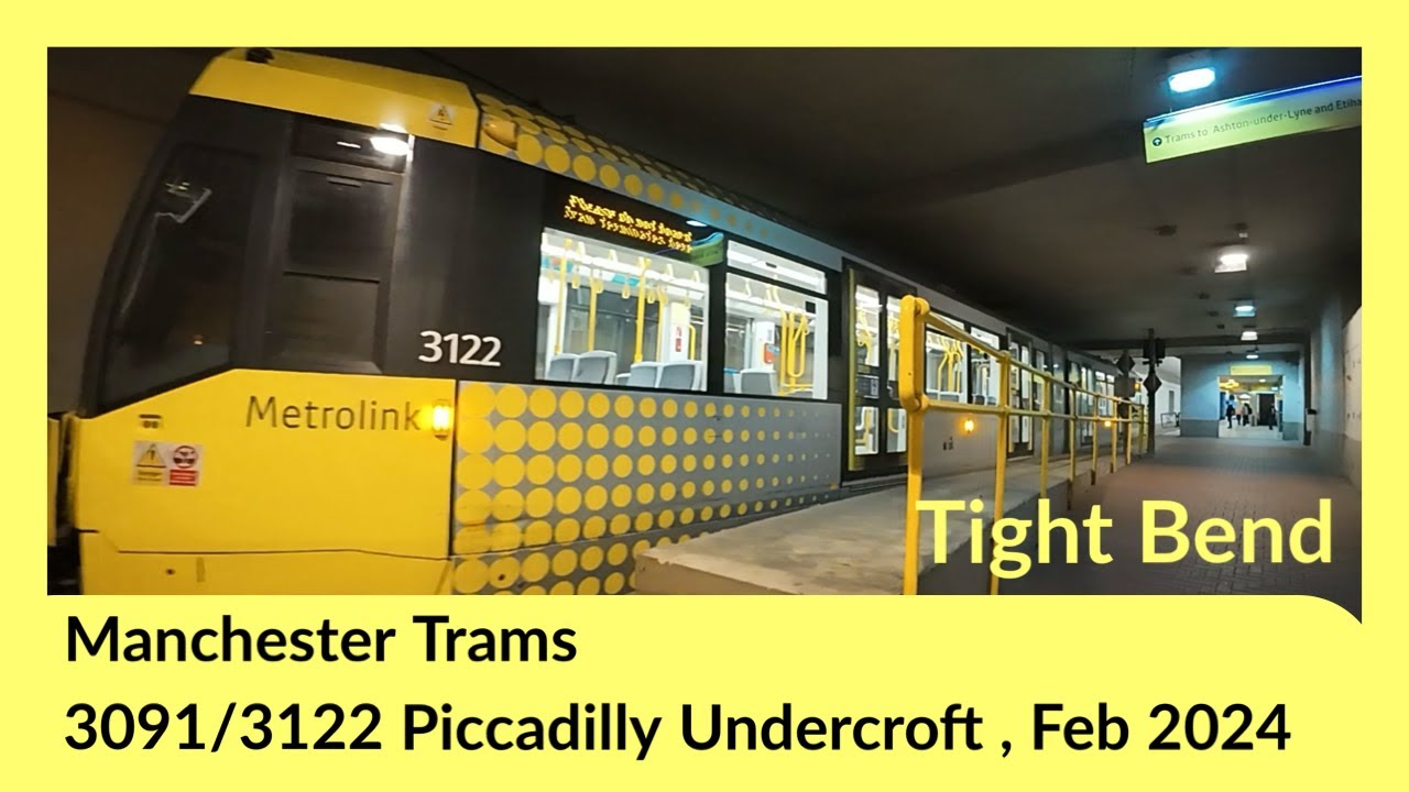 Manchester Trams, 3091/3122 Piccadilly Undercroft. Tight Bend - YouTube