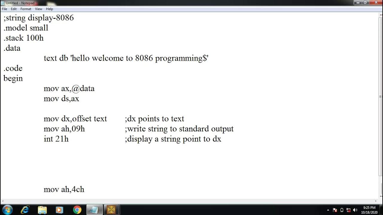 STRING DISPLAY-8086 - YouTube