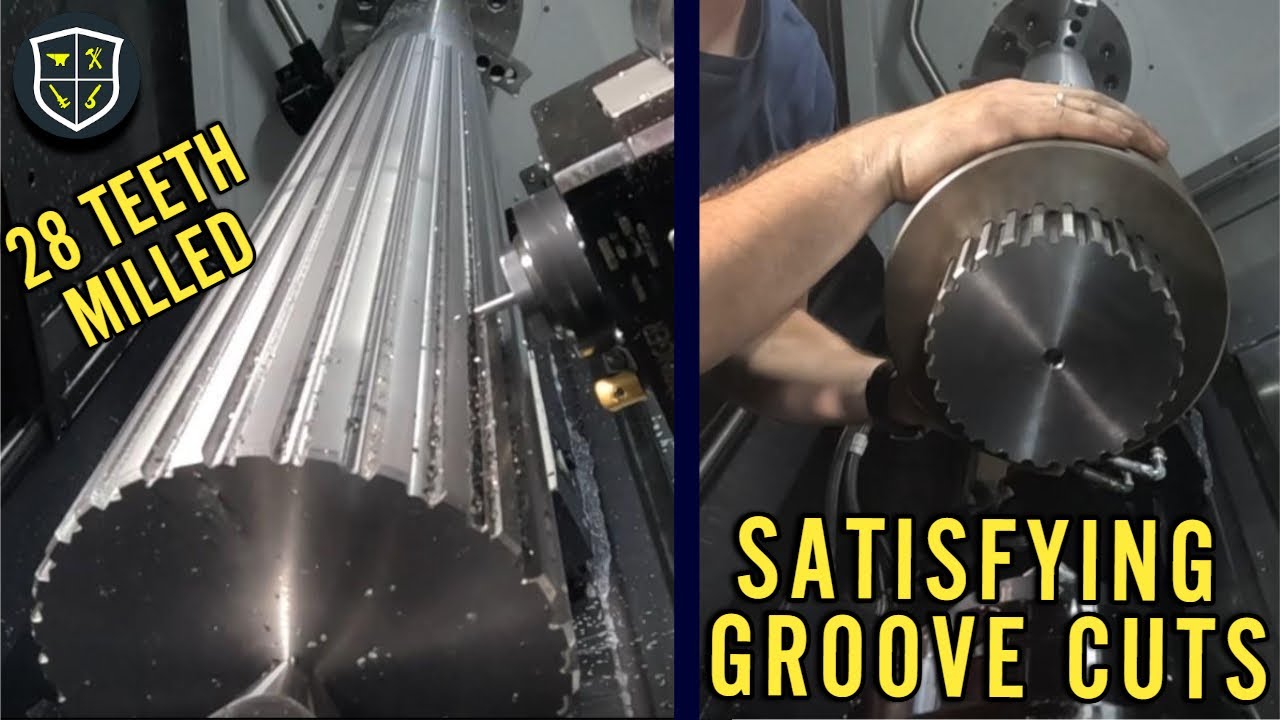 SATISFYING 4-Axis Spline Teeth Cuts (28 TEETH TOTAL) - YouTube
