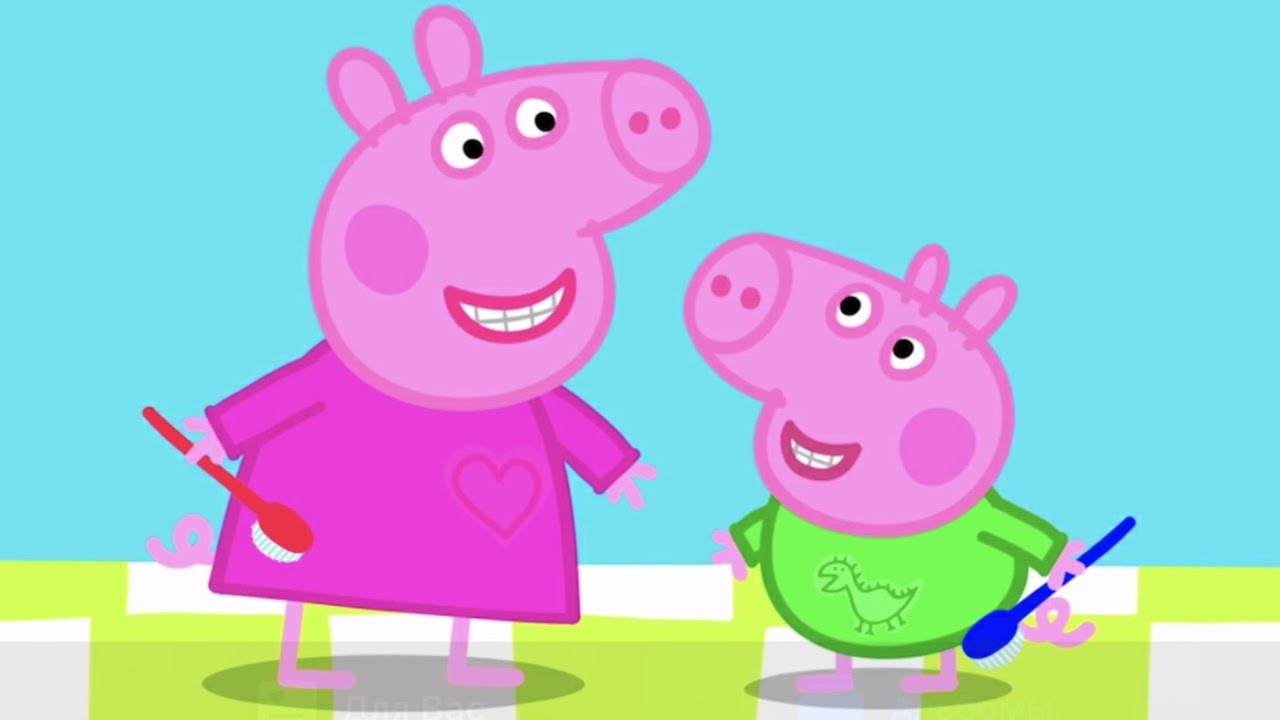 Peppa Pig brushing his teeth with his brother George - YouTube